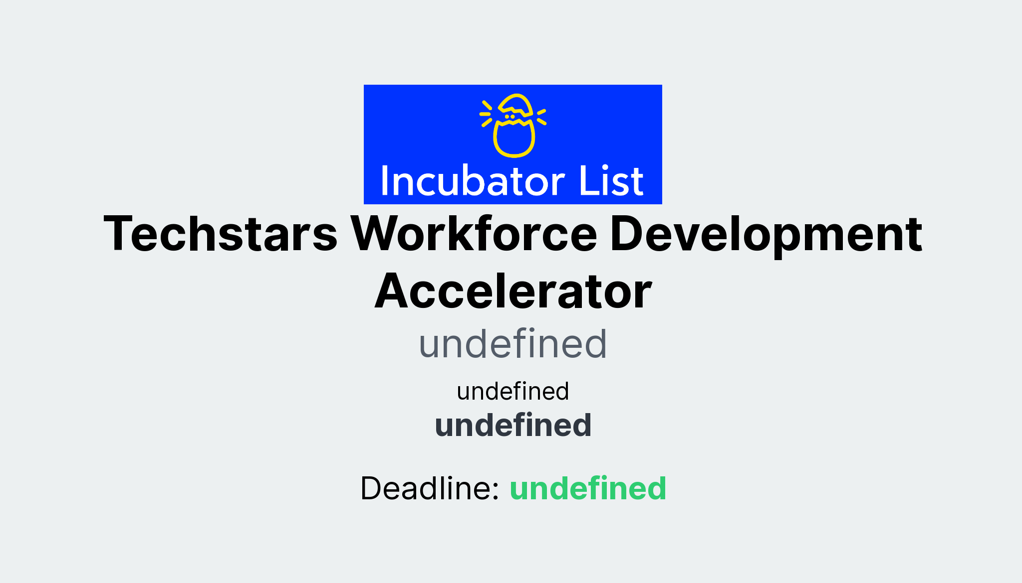 Techstars Workforce Development Accelerator - Key Information